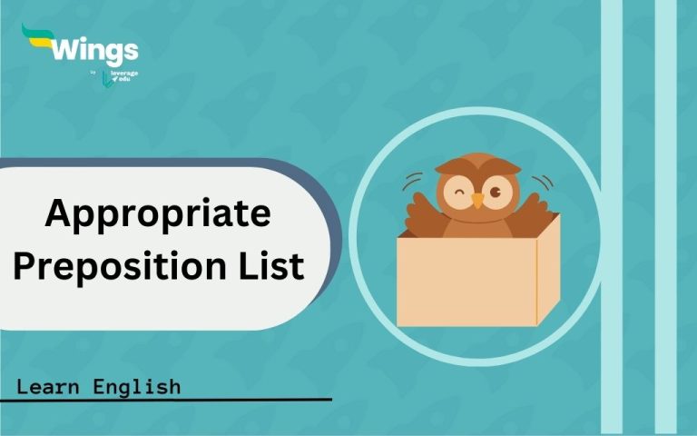 Appropriate Preposition List with Examples & Worksheet