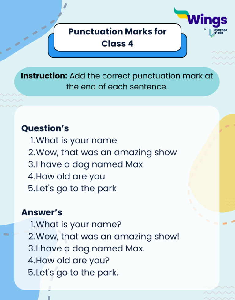 Punctuation Marks for Class 4: Meaning, Exercises in English Grammar ...
